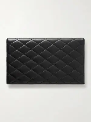 Saint Laurent Grain De Sable Logo-embellished Leather Clutch