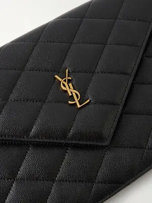 Saint Laurent Grain De Sable Logo-embellished Leather Clutch