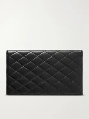Saint Laurent Quilted Leather Clutch With Logo