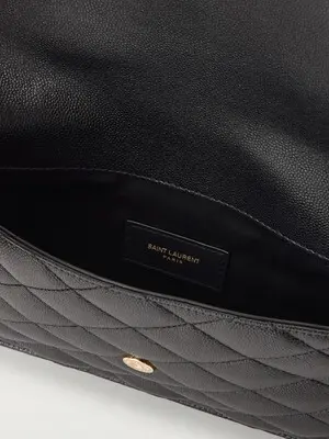 Saint Laurent Quilted Leather Clutch With Logo