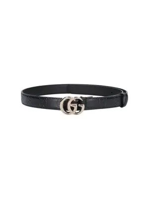Gucci Gg Marmont Thin Belt - Black