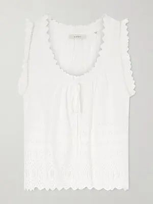 DÔEN Toussiine Broderie Anglaise Cotton Top - White