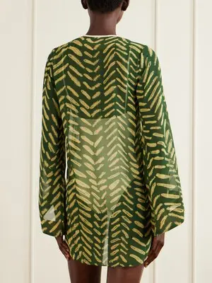 Johanna Ortiz Refugio De Sol Tasseled Printed Recycled Georgette Coverup