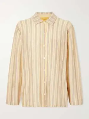 Guest In Residence Showtime Striped Cashmere Shirt - Yellow