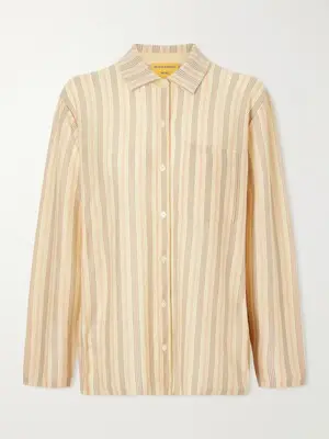 Guest In Residence Showtime Striped Cashmere Shirt - Yellow