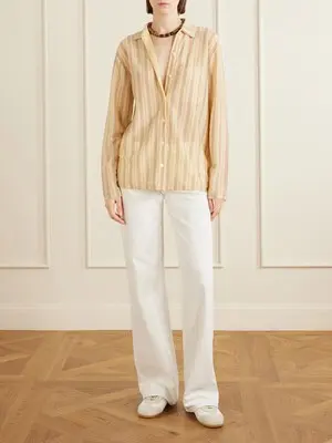 Guest In Residence Showtime Striped Cashmere Shirt - Yellow