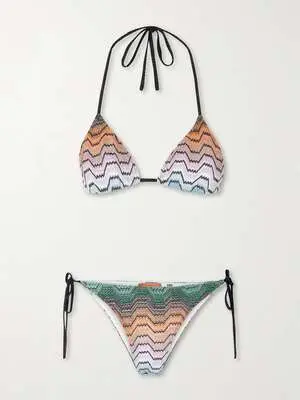 Missoni Mare Striped Metallic Crochet-knit Triangle Bikini - Multi