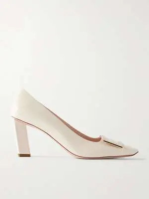 ROGER VIVIER Belle Vivier 75 Buckled Patent-leather Pumps - Ivory