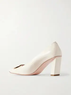 ROGER VIVIER Belle Vivier 75 Buckled Patent Leather Pumps - Neutrals