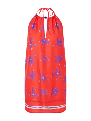 Staud Dani Floral-print Cotton Mini Dress - Red