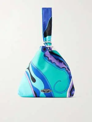 Emilio Pucci Emilio Pucci Printed Silk Twill Clutch Bag Turquoise