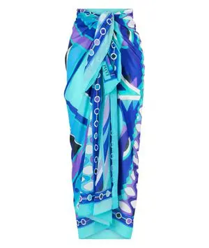 Emilio Pucci Printed Cotton-voile Pareo - Blue