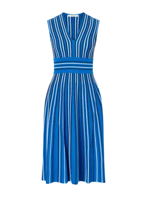 Max Mara Striped Knit Midi Dress - Blue