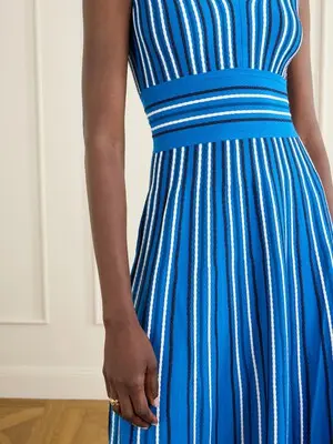 Max Mara Striped Knit Midi Dress - Blue