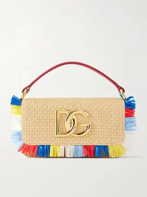 Dolce & Gabbana Logo-embellished Fringed Raffia Shoulder Bag - Multi
