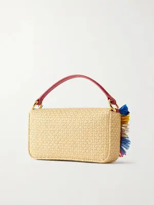 Dolce & Gabbana 3.5' Raffia Shoulder Bag With Fringe And Logo Embellishment - Multi