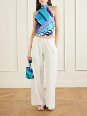 Emilio Pucci Printed Silk-twill Halterneck Top
