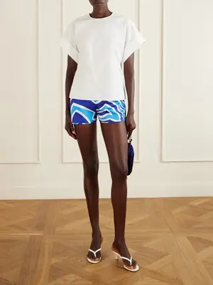 Emilio Pucci Printed Silk-twill Shorts - Blue