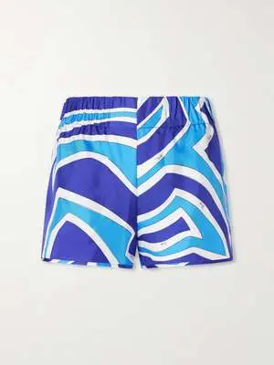 Emilio Pucci Printed Silk-twill Shorts - Turquoise