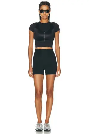 NIKESKIMS Nike X Skims Matte Corset Short Sleeve Crop Top - Obsidian