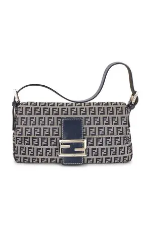 Fendi Zucchino Baguette Shoulder Bag - Blue
