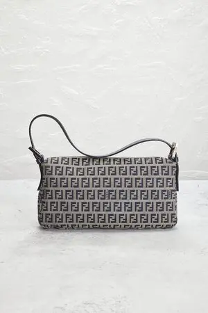 Fendi Zucchino Monogram Baguette Shoulder Bag - Blue