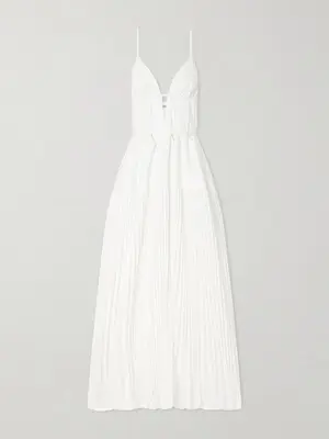 Simkhai Selene Cut-out Pleated Poplin Maxi Dress
