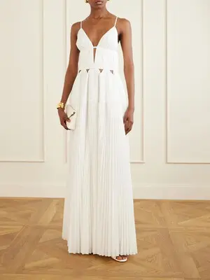 Simkhai Selene Cut-out Pleated Poplin Maxi Dress