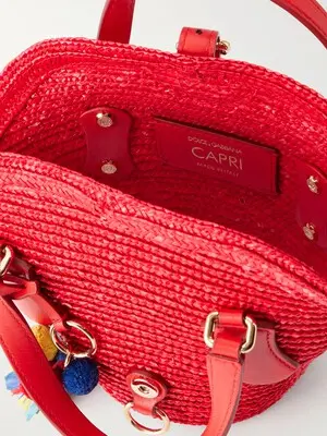 Dolce & Gabbana Coffa Capri Mini Embellished Raffia Tote