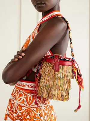 Dolce & Gabbana Capri Fringed Raffia Bucket Bag