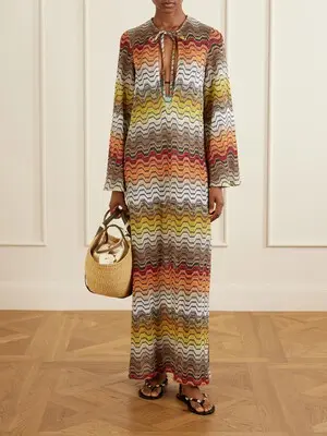Missoni Mare Striped Metallic Crochet-knit Coverup - Multi