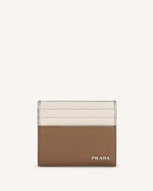 Prada Saffiano Leather Card Holder - Beige