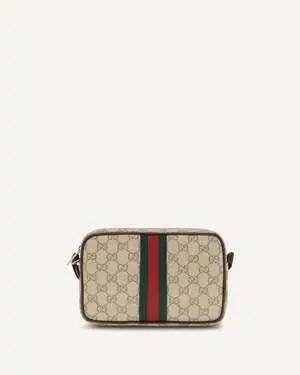 Gucci Gg Shoulder Bag With Web Stripe - Beige