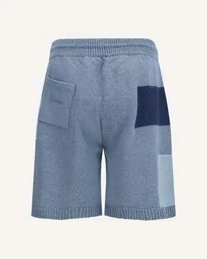 LANEUS Patchwork Cotton Knit Shorts