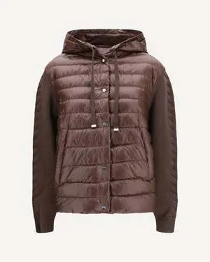 Herno Down Jacket With Wool Sleeves And Hood