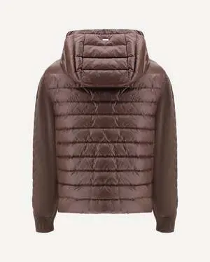 Herno Down Jacket With Wool Sleeves And Hood