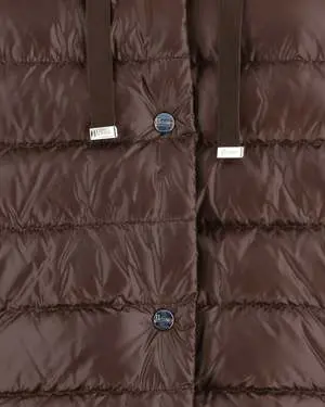 Herno Down Jacket With Wool Sleeves And Hood - Brown