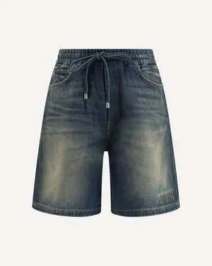 Amiri Drawstring Denim Shorts - Blue