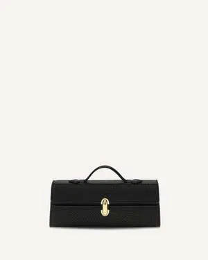 Savette Rafia Slim Symmetry Pochette - Black