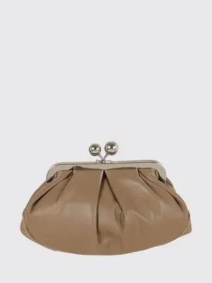 Max Mara Leather Clutch With Ball Clasp - Gray