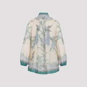 Zimmermann Indra Billow Blouse Floral Print Silk Cotton Blend - Multicolor