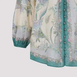 Zimmermann Indra Billow Blouse Floral Print Silk Cotton Blend - Multicolor