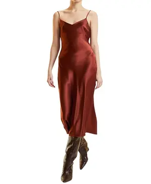 Cynthia Rowley Satin Slip Dress - Rust