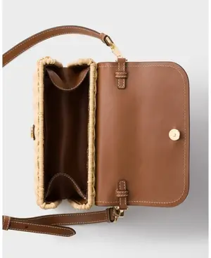Prada Small Wicker And Leather Shoulder Bag