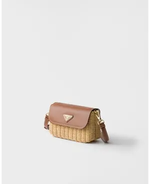 Prada Small Wicker And Leather Shoulder Bag