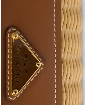 Prada Small Wicker And Leather Shoulder Bag