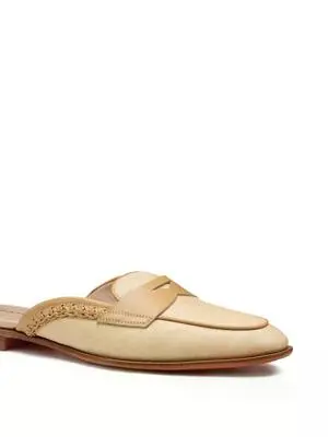 Santoni Braided Leather Trim Flat Mules
