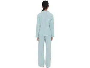 Eberjey Nautico Long Pj Set Pajama Sets Regatta Stripe Seagrass/white - Blue
