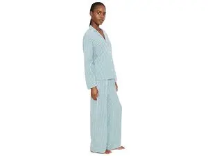 Eberjey Nautico Long Pj Set Pajama Sets Regatta Stripe Seagrass/white - Blue