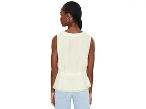 Vince Camuto Sleeveless V-neck Lace Trim Peplum Top